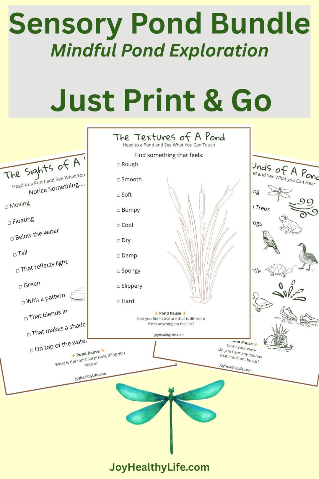 Sensory Pond Scavenger Hunt Printable | Nature Sights, Sounds, Textures ...