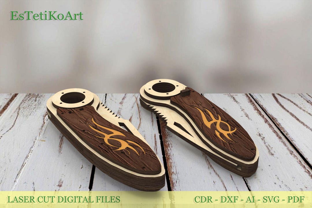 Laser Cut Files Wooden Toy Pocket Knife Template: DIY Digital Downloads ...
