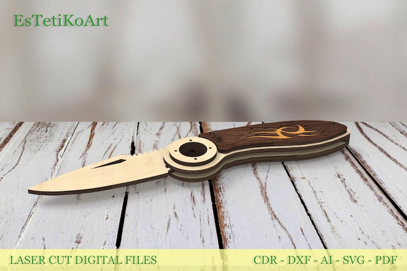 Laser Cut Files Wooden Toy Pocket Knife Template: DIY Digital Downloads ...