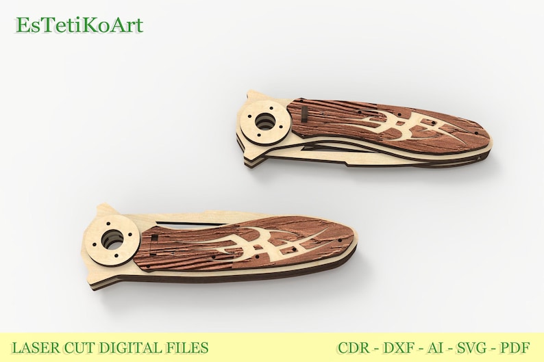 Laser Cut Files for Wood Folding Pocket Knife V2.0 - DIY Template ...