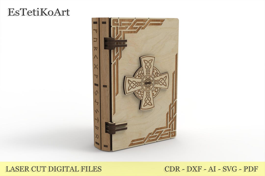 Celtic-inspired Wooden Book Box Design, 2 Sizes, Gift Box Laser Cut ...