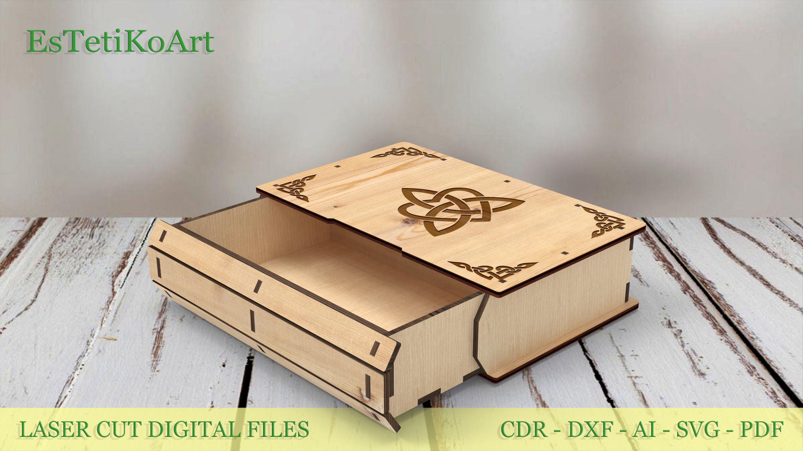 Laser Cut Slider Book Box Template: Engraved Keepsake (digital Download ...