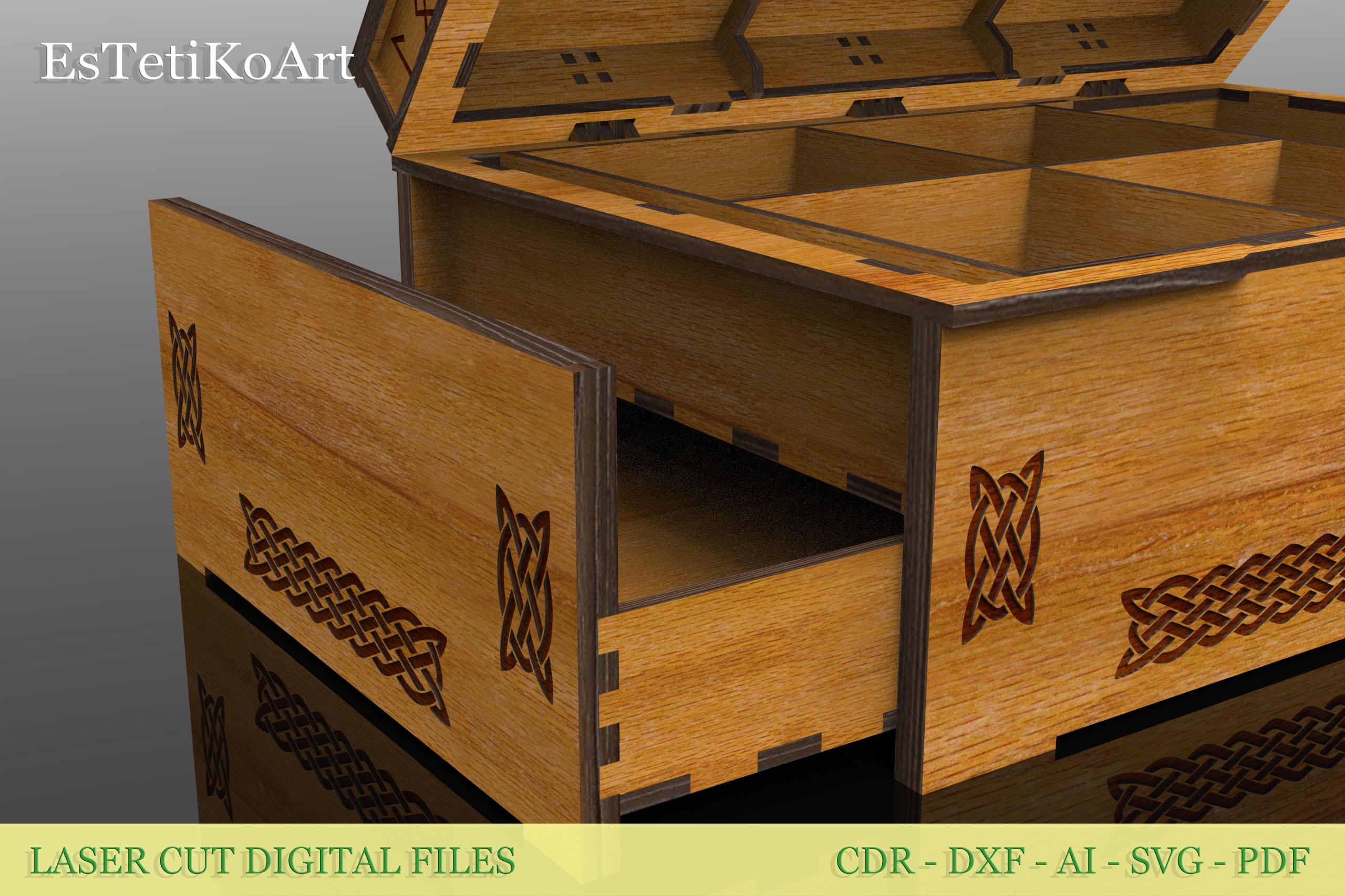 Laser Cut Secret Jewelry Box SVG Template, 2 Variants: Celtic Ornament ...