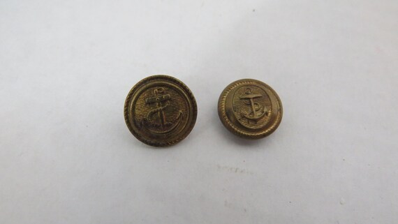 Two Antique Brass Metal Navy Anchor Buttons Etsy