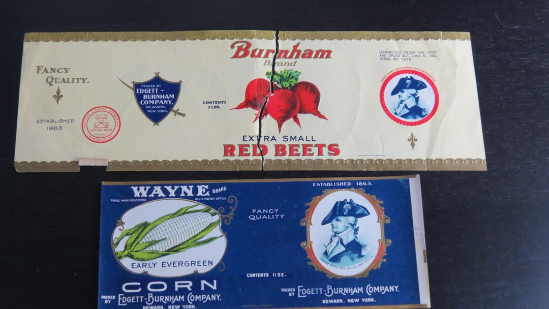 Two Antique Edgett Burnham Vegetable Can Labels Burnham Brand - Etsy