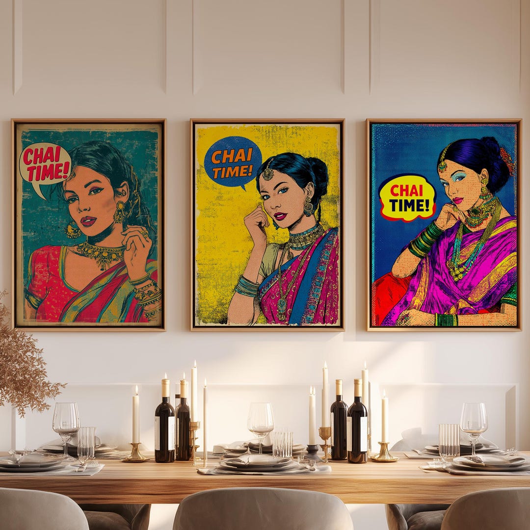Retro Indian Chai Tea Posters: Colorful Kitchen Cafe Art (digital ...