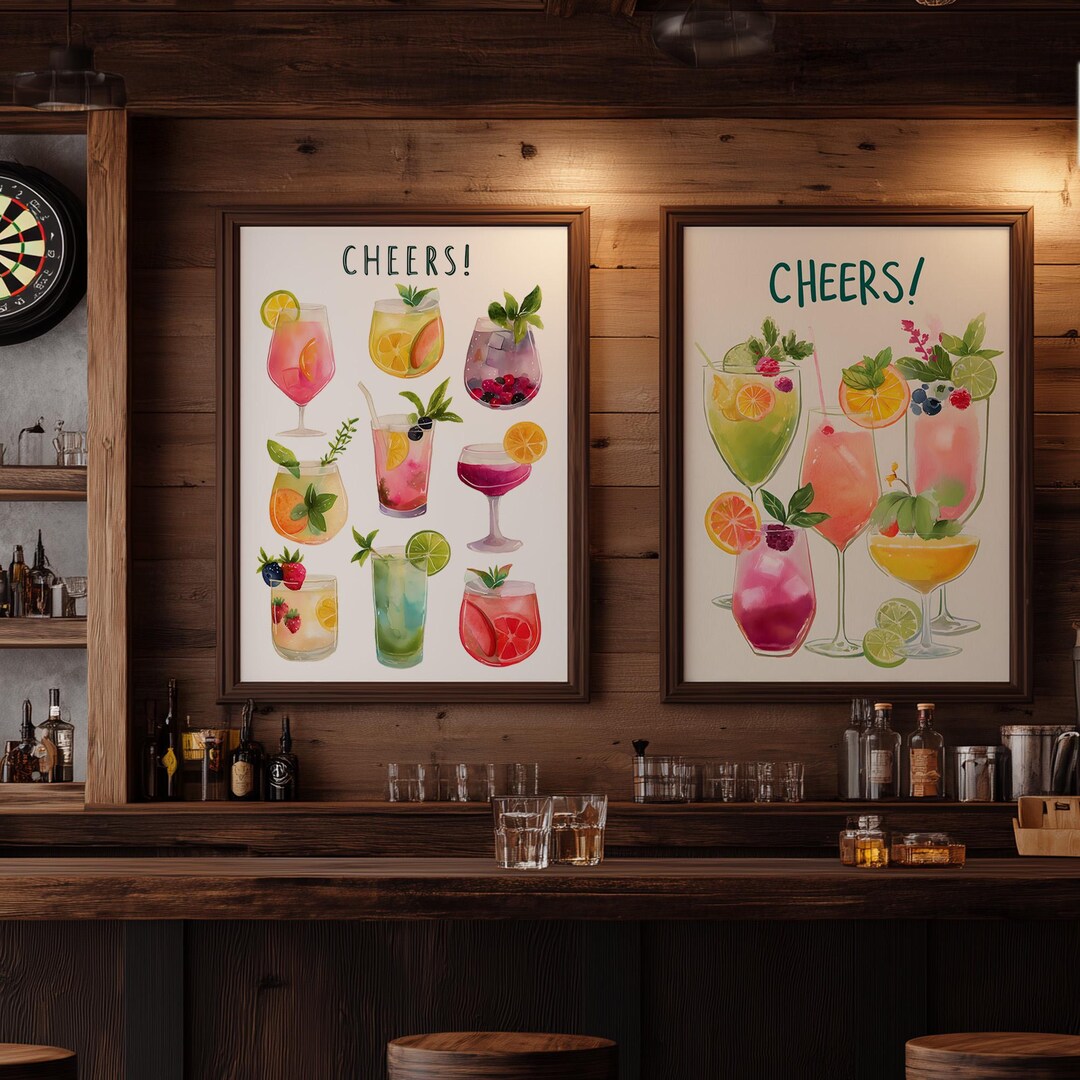 Watercolor Mocktail Art Print Set, Fruit Drink Posters (digital ...