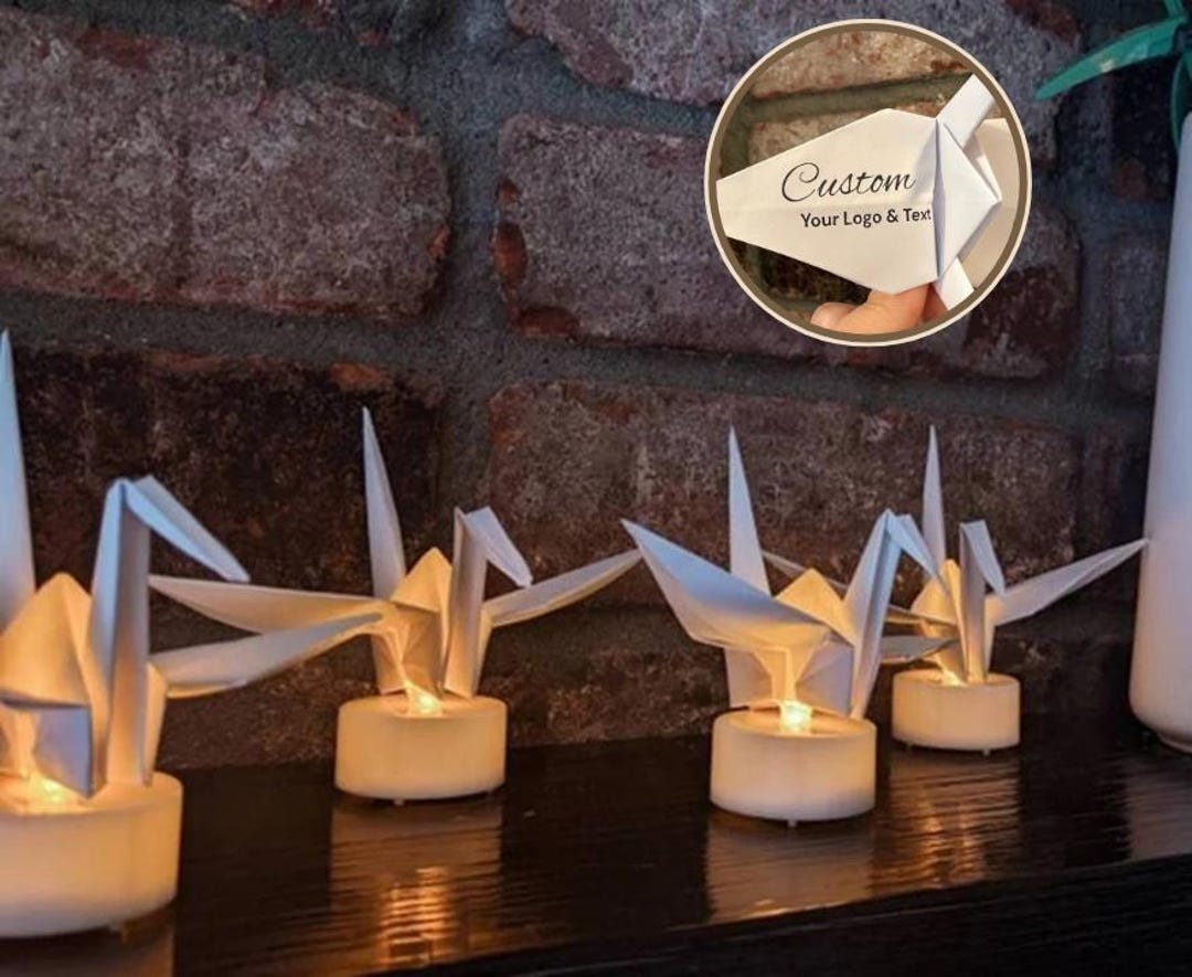 10 Origami Paper Cranes With LED Candle Lights: Housewarming Decor - Etsy
