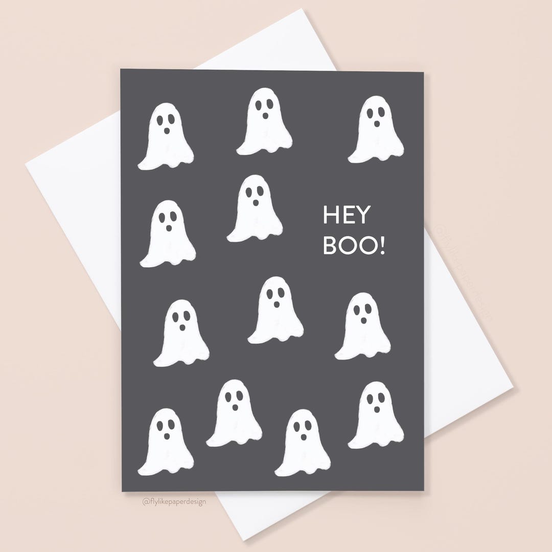 Ghost Halloween Spooky Greeting Card: Hey Boo A6 - Etsy