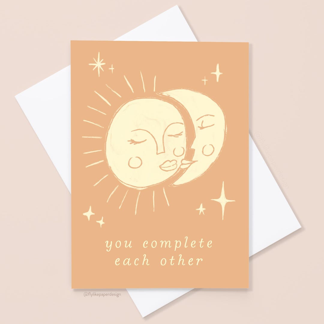 Celestial Wedding Card: Sun and Moon Couple Marriage Card - Etsy