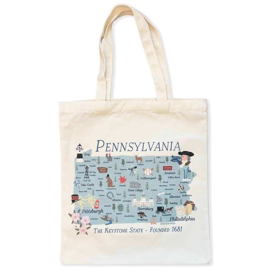 Pennsylvania Map Tote Bag - Etsy