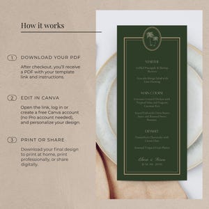 Tropical Wedding Menu Template: Printable Dinner Menu Card, Palm Tree ...