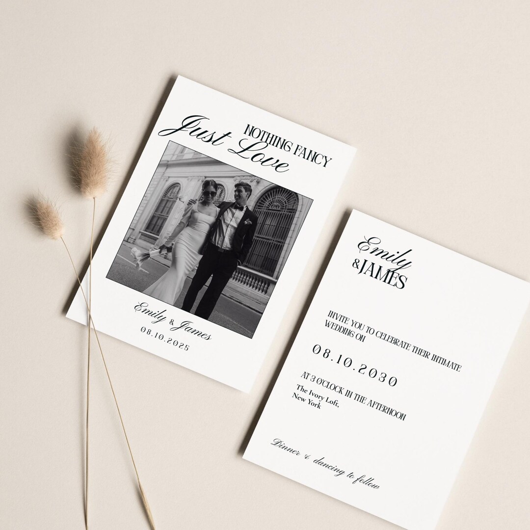 Intimate Wedding Invitation Template, Elopement Wedding Invite, Nothing ...