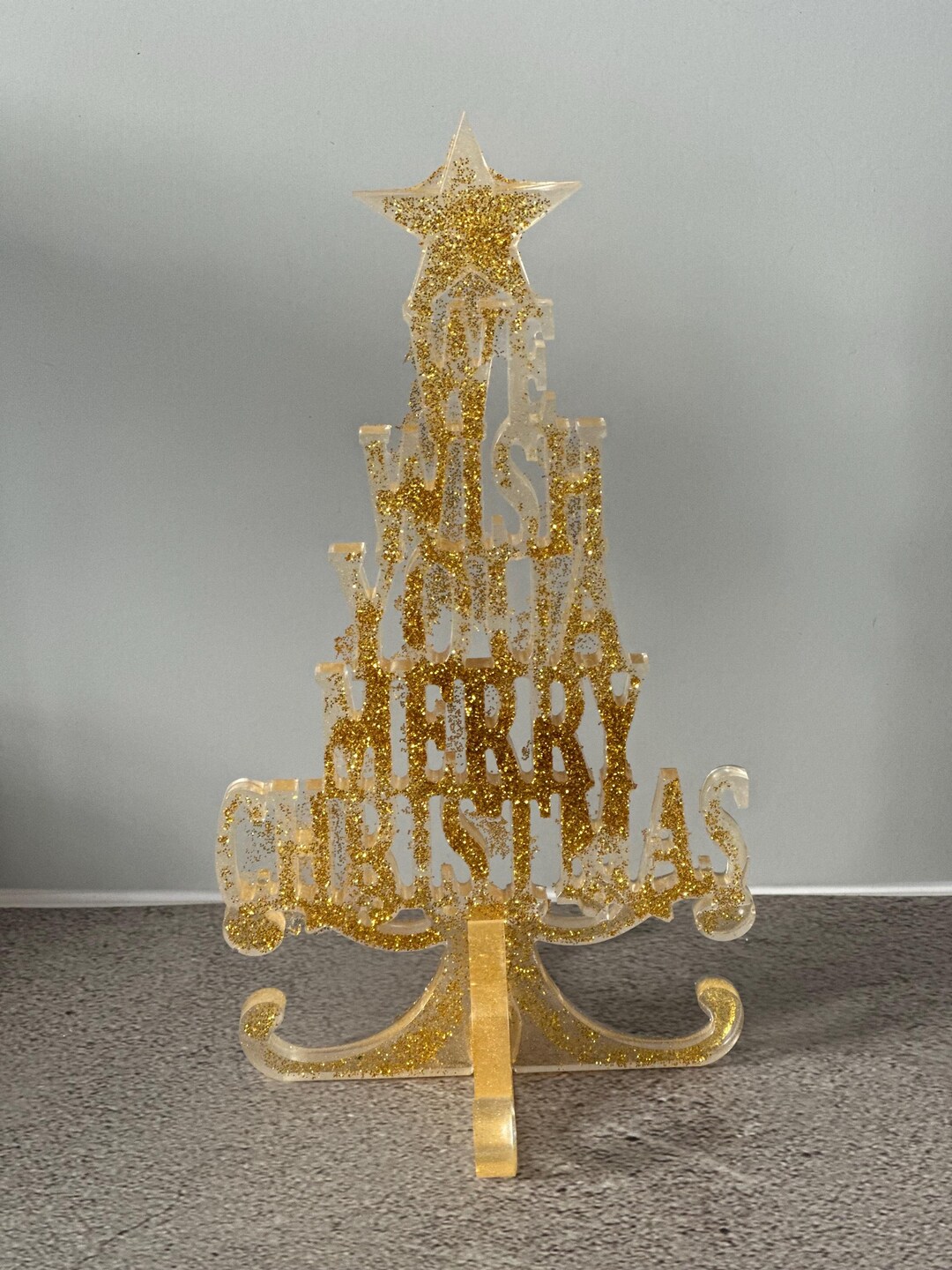 Decorative Stand up Sign for Christmas. Gold Glitter in Color - Etsy