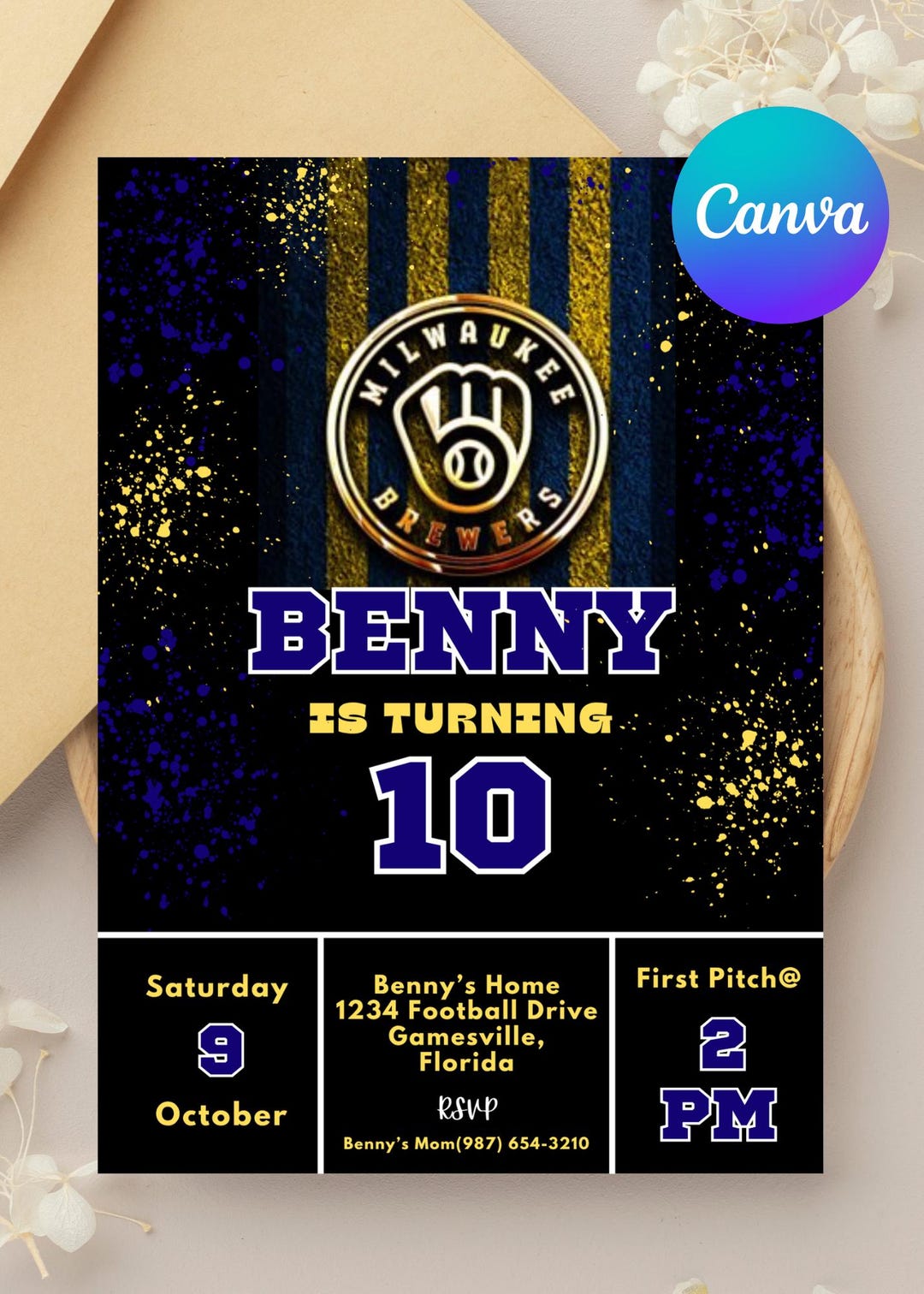 Milwaukee Brewers Birthday Invitation, Football Birthday Party ...