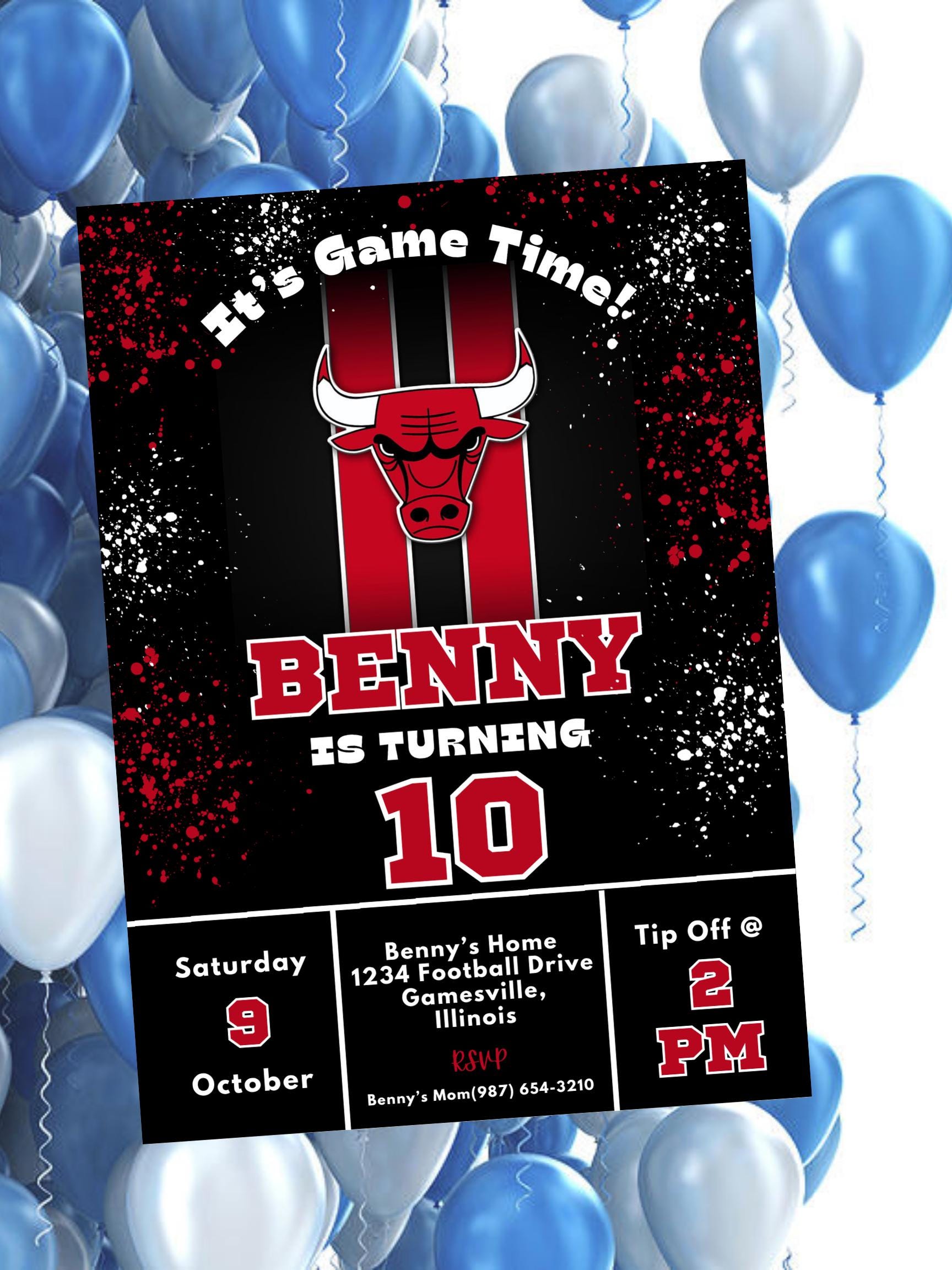 Chicago Bulls Birthday Invitation, Basketball Birthday Party Invitation ...