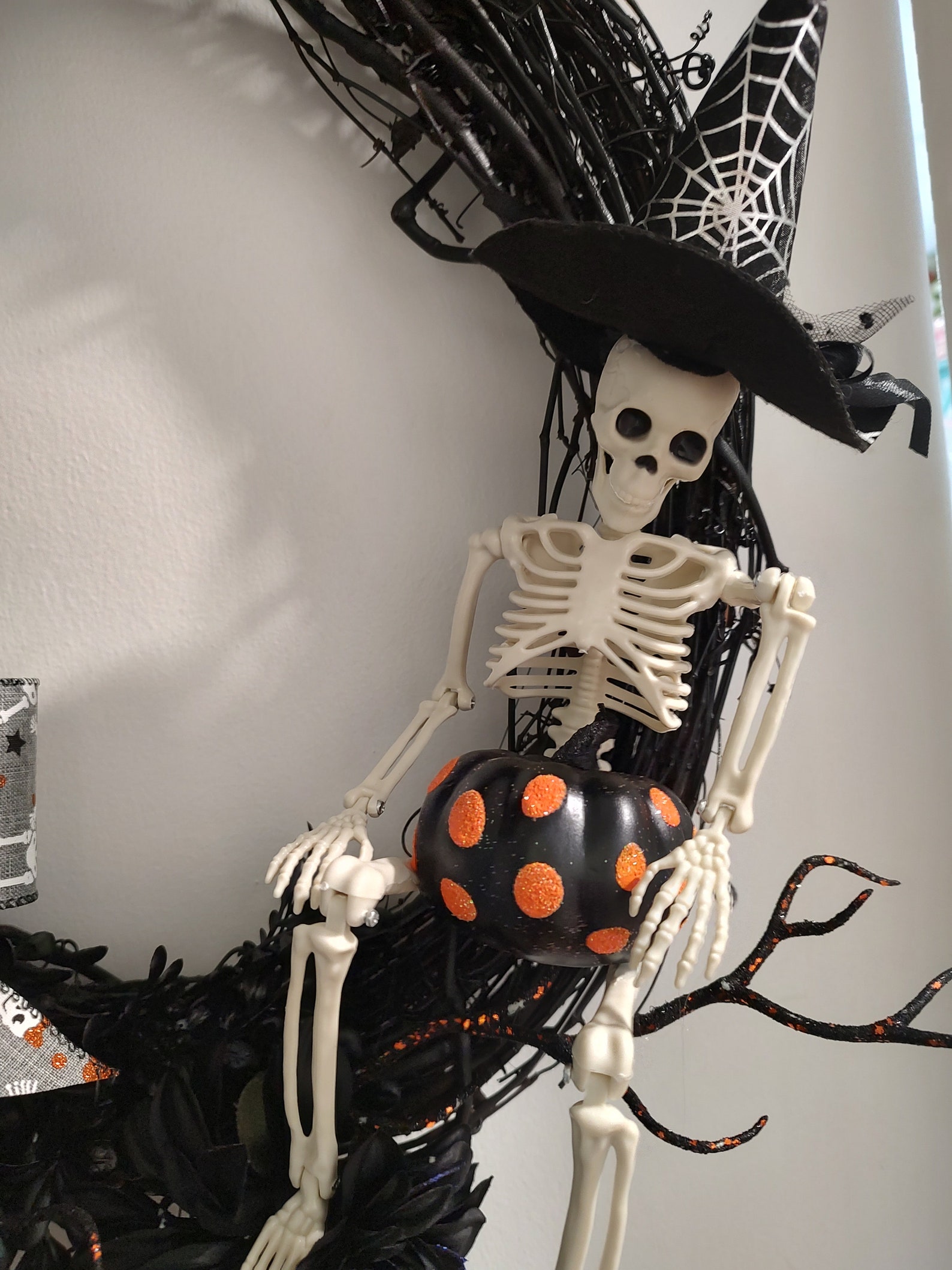 Halloween Spooky Witch Skeleton Pumpkin Wreath - Etsy