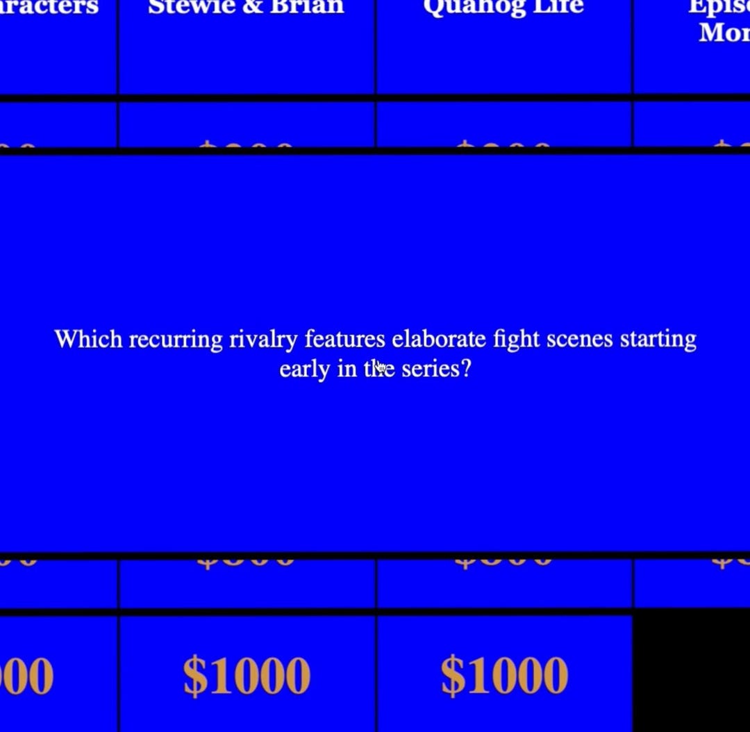 Family Guy Trivia Jeopardy Game: Ready-to-play Online Party Game - Etsy