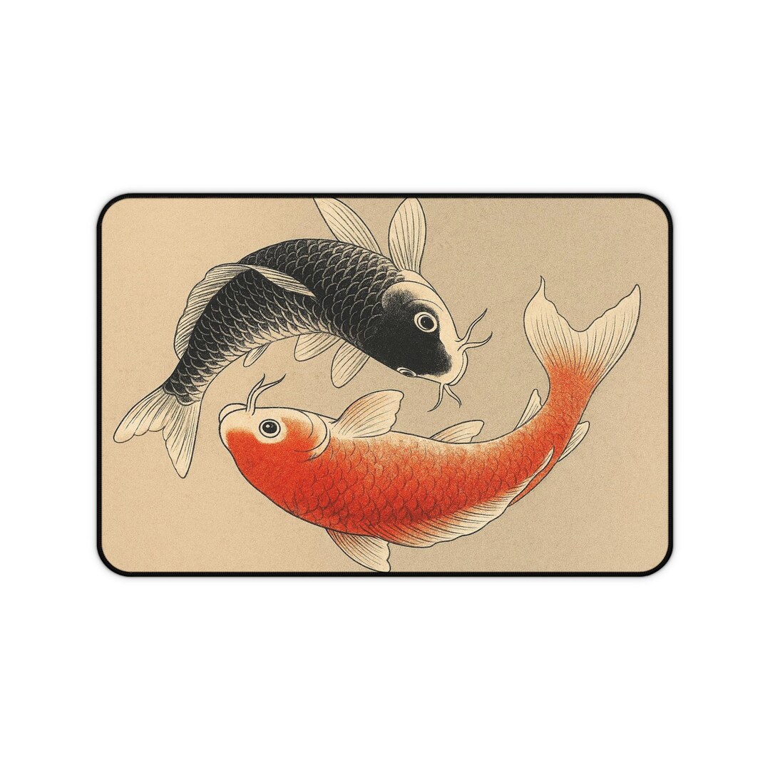 Koi Fish Desk Mat - Office Decor, Gamer Mouse Pad, Unique Gift for Fish ...