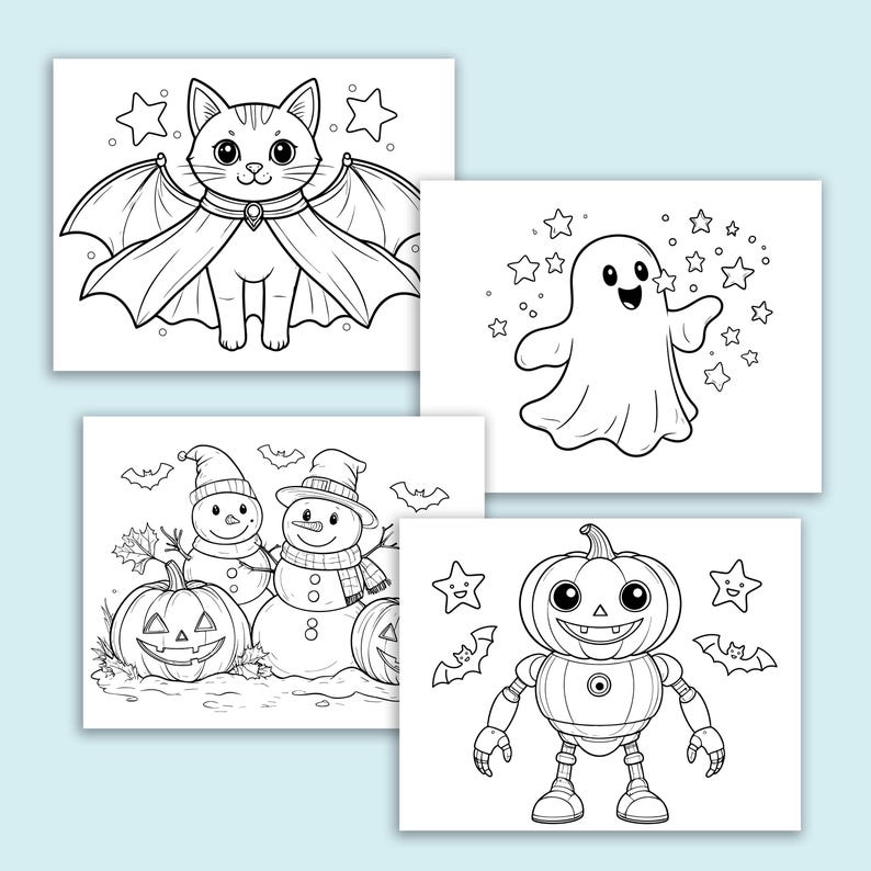 100 Halloween Coloring Pages for Kids, Printable Activity Book (PDF) - Etsy