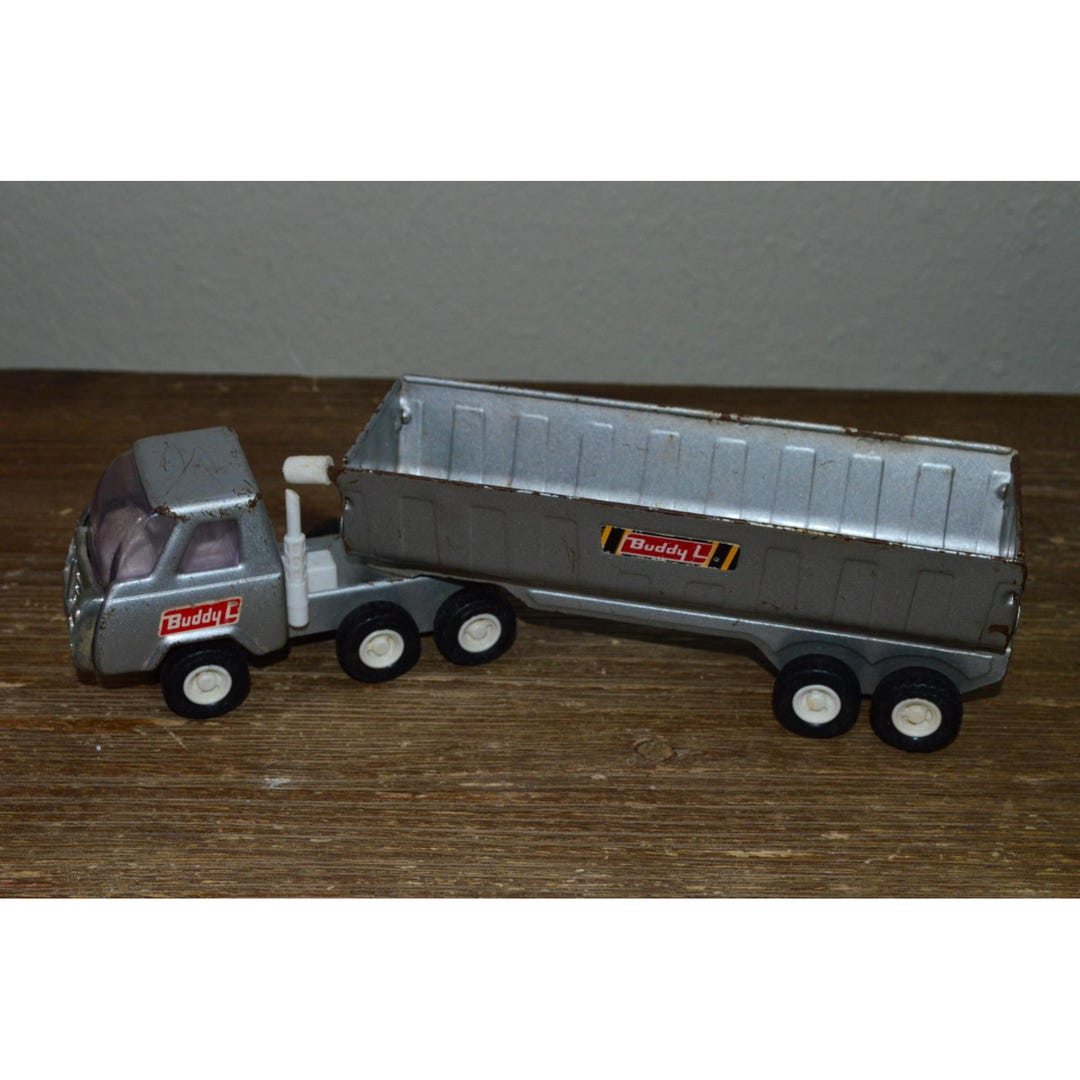 Buddy L Vintage Toy Semi Cab and Dump Truck Pressed Steel Silver Color ...