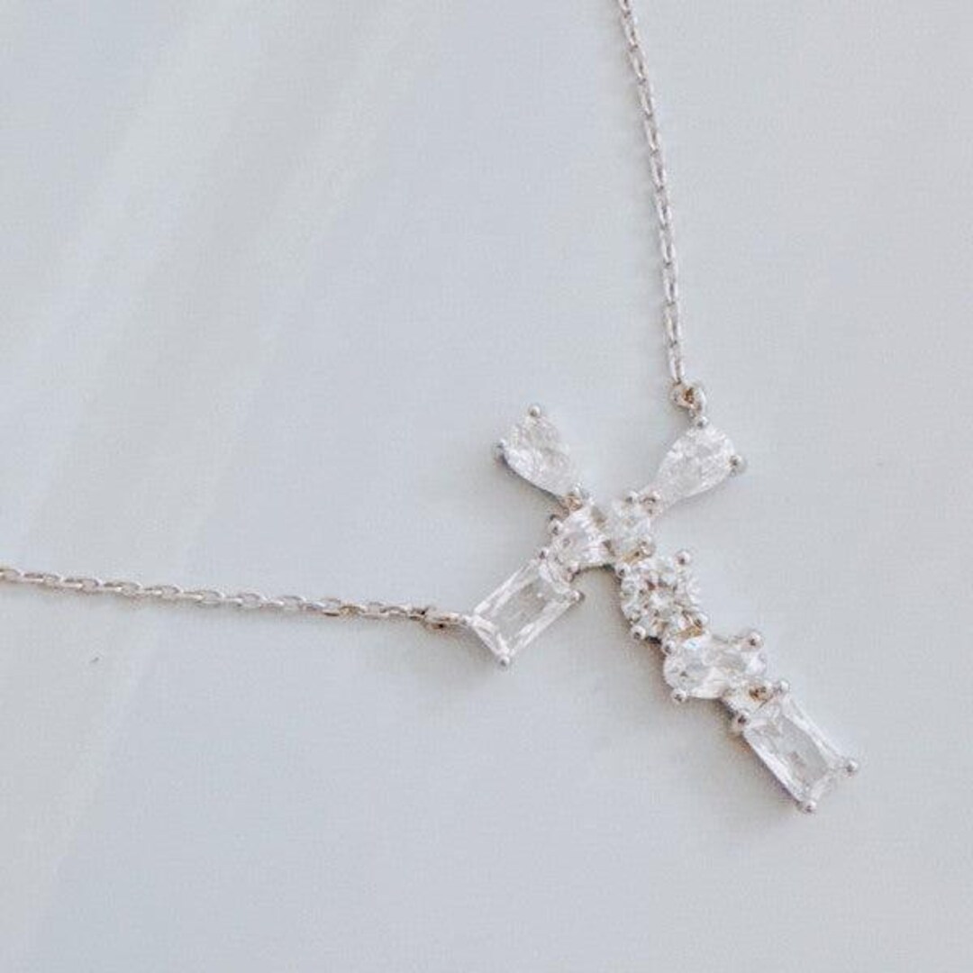 Modern Mixed-cut Stone Cross Pendant Necklace - Etsy