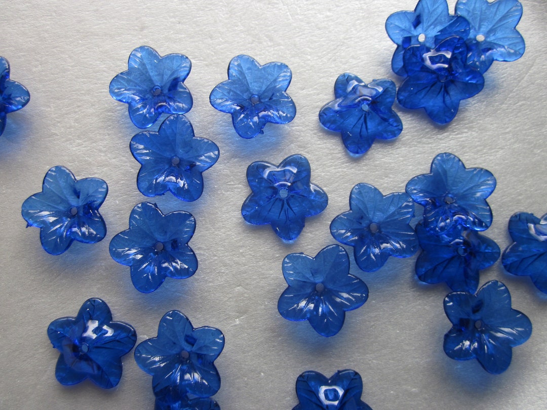 Blue Flower Acrylic Beads 17-18mm 10 Beads - Etsy