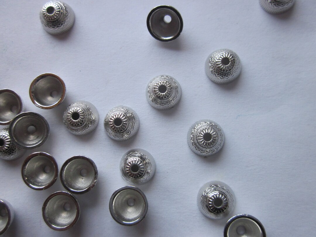 Silver Acrylic Dome Bead Caps 7mm 20 Bead Caps - Etsy