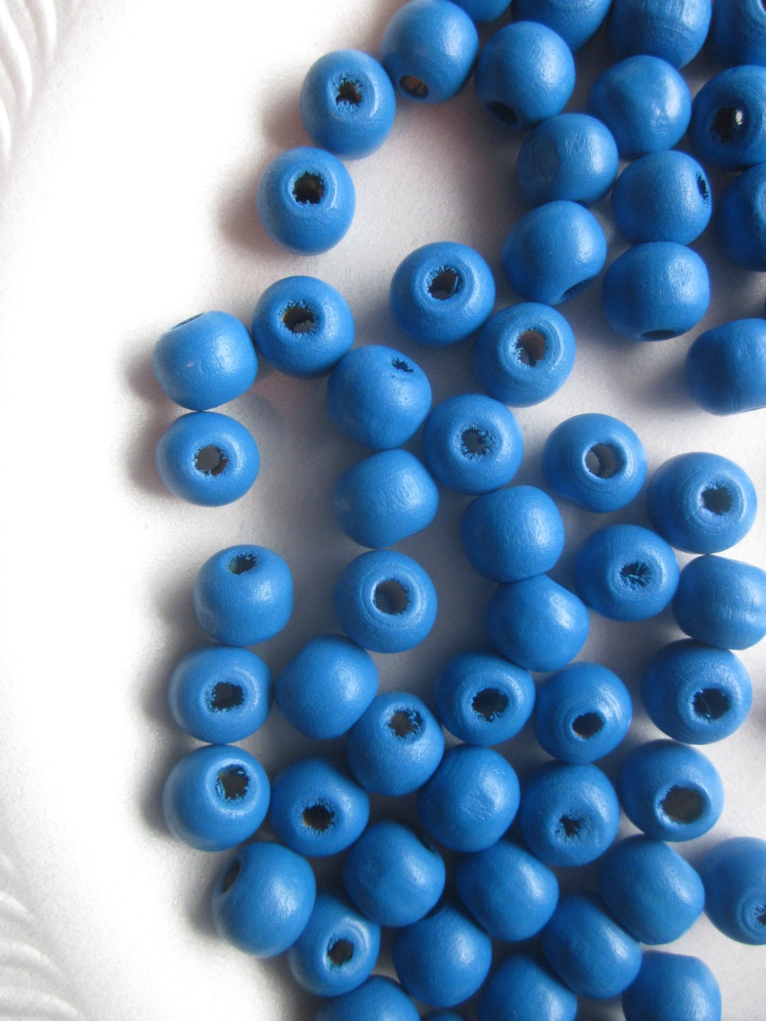 Royal Blue Wood Beads 10x9mm 24 Beads - Etsy