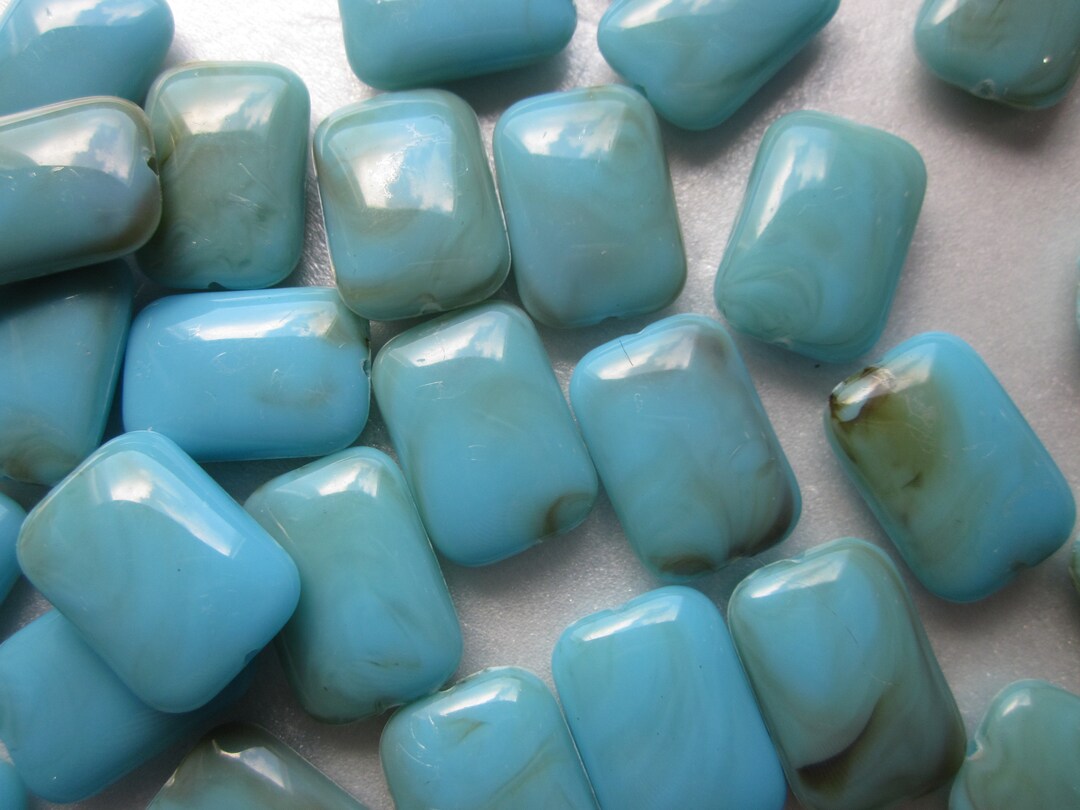 Blue Brown Rectangle Acrylic Beads 20mm 14 Beads - Etsy