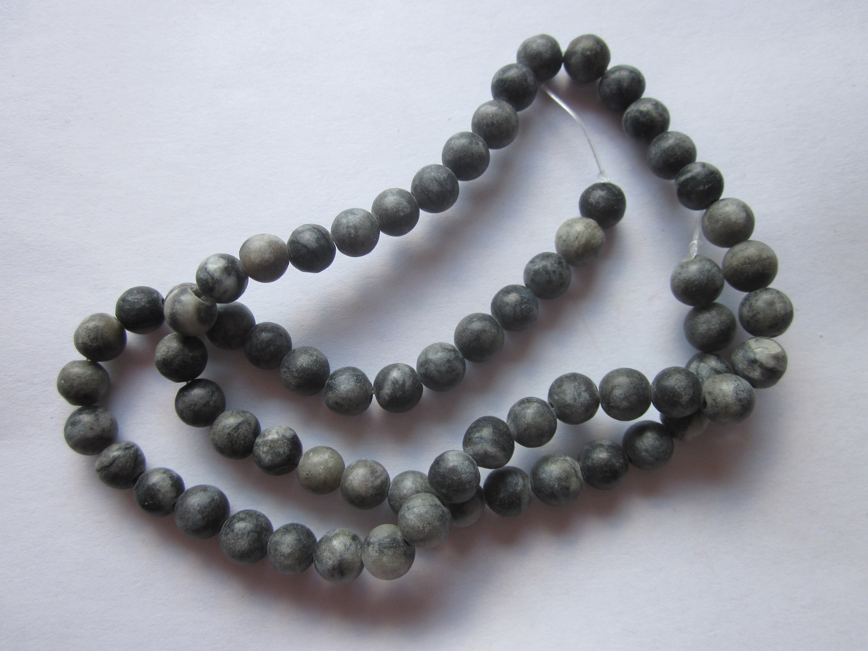 Black and Gray Round Marble Beads 6-7mm 14 Beads - Etsy