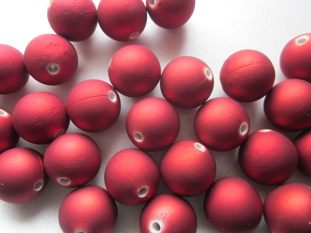 Red Round Rubberized Acrylic Beads 18mm 10 Beads - Etsy