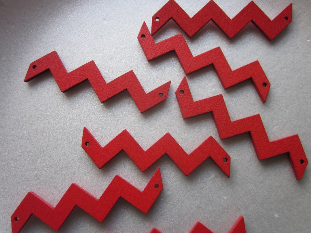 Red Chevron Wood Connectors 65mm 8 Connectors - Etsy