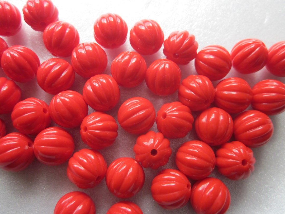 Red Round Acrylic Beads 12mm 8 Beads - Etsy