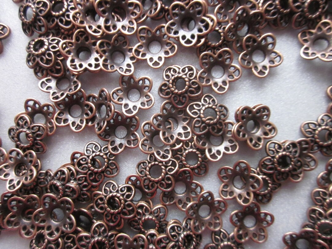Red Copper Colored Alloy Tibetan Flower Bead Caps 12mm 20 Bead Caps - Etsy