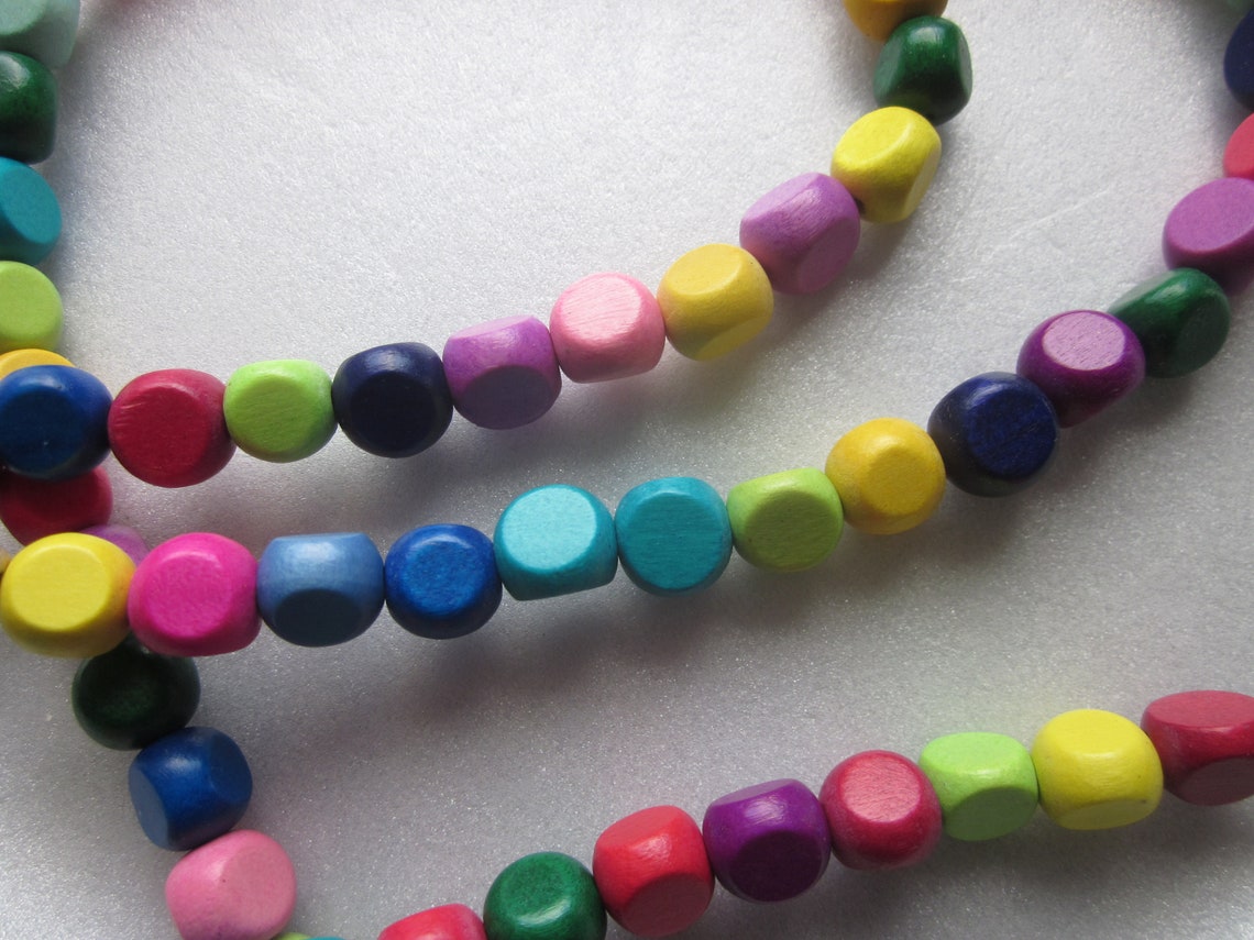 Rainbow Wood Beads 10mm 14 Beads | Etsy