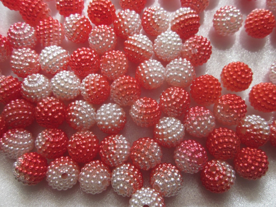 Red and White Razzleberry Acrylic Beads 10mm 20 Beads - Etsy
