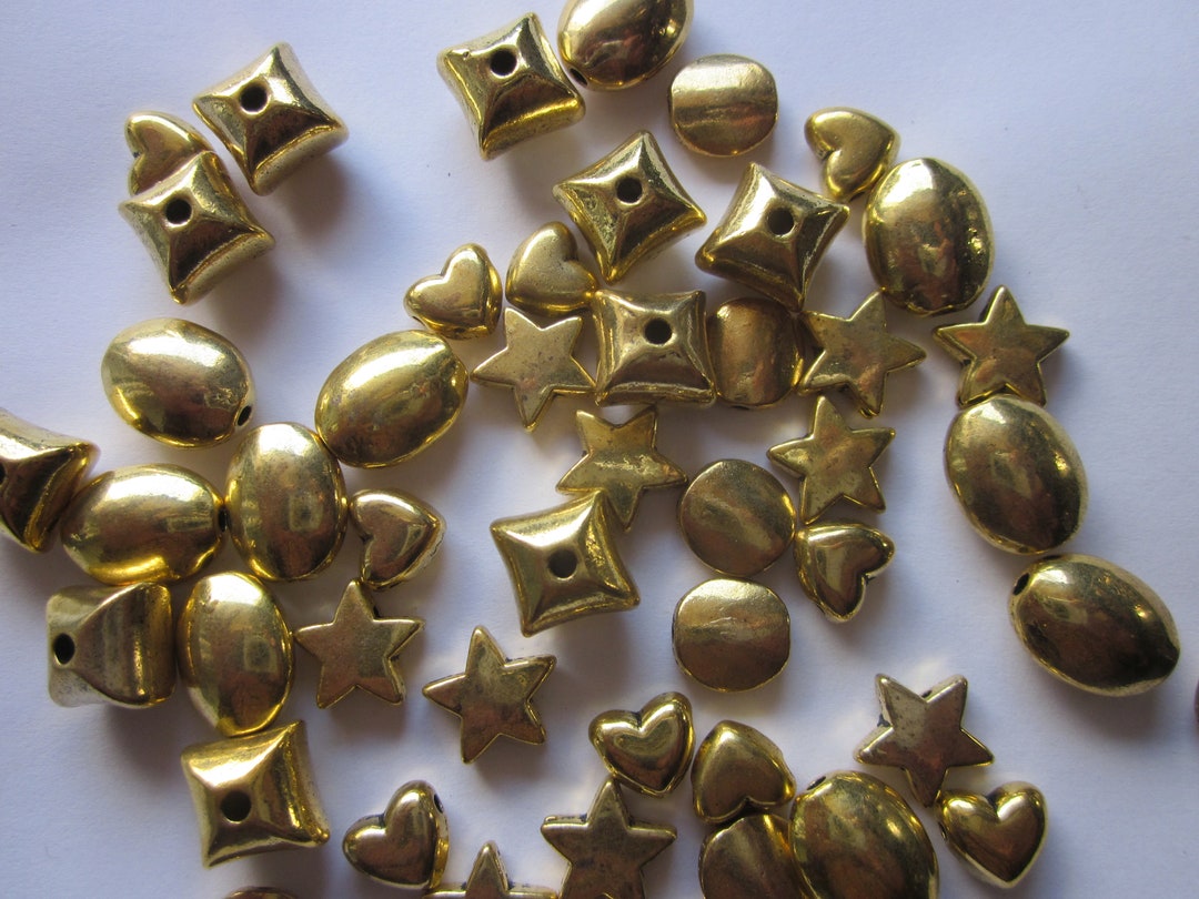 Antique Gold Pewter Shapes Beads 8-14mm 14 Beads - Etsy