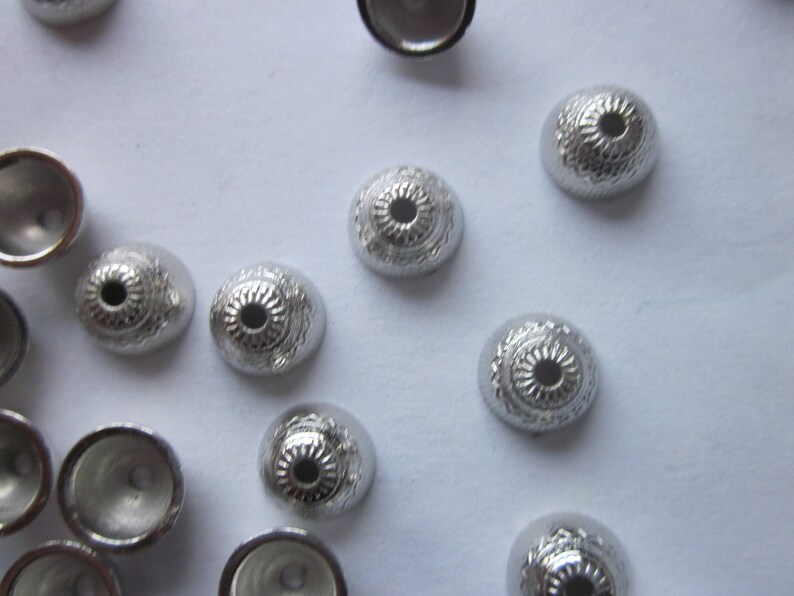 Silver Acrylic Dome Bead Caps 7mm 20 Bead Caps | Etsy