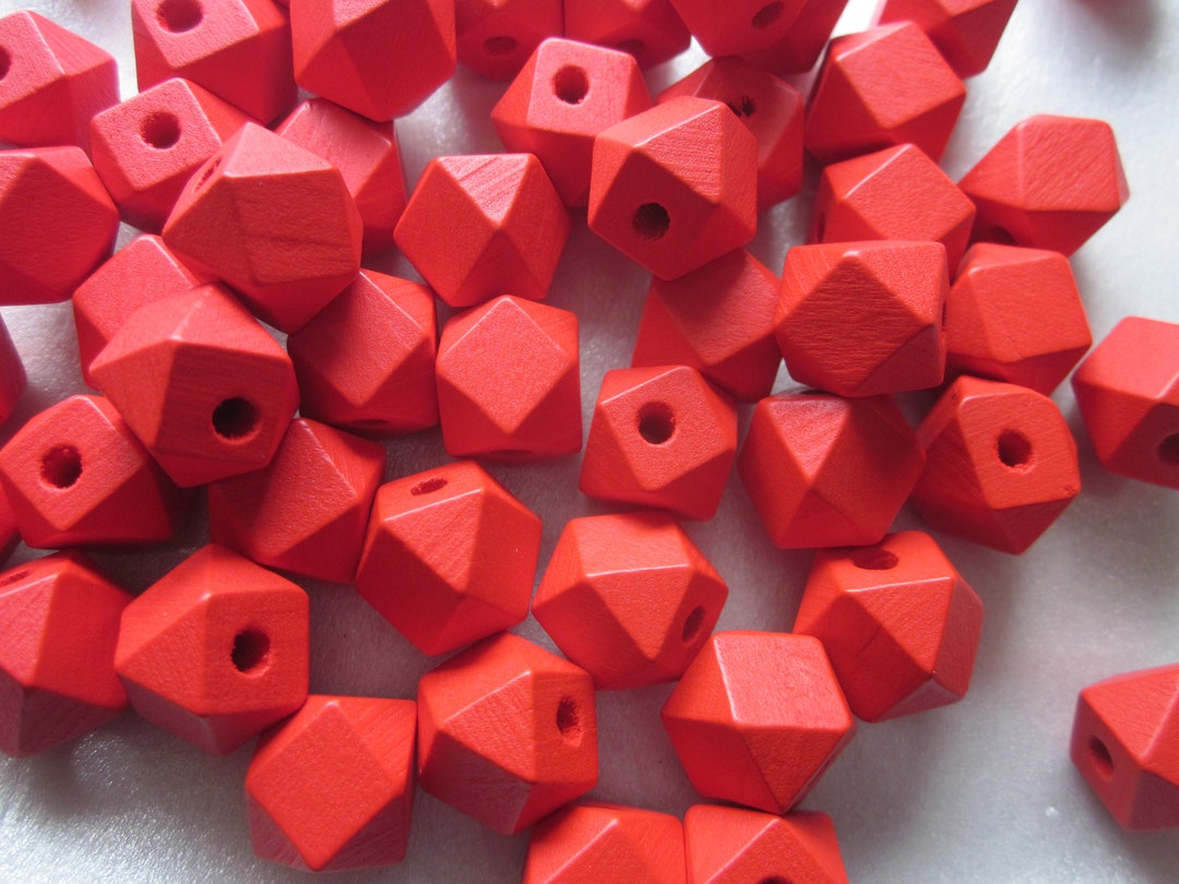 Red Wood Polygon Beads 12x11mm 14 Beads - Etsy