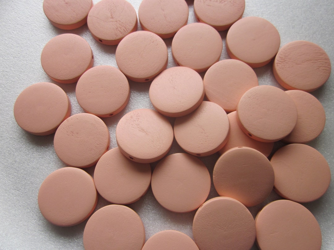 Peach Wood Coin Beads 19mm 10 Beads - Etsy