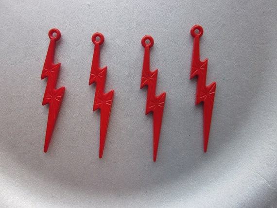 SALE Red Lightning Bolt Acrylic Pendants 4 Pendants | Etsy