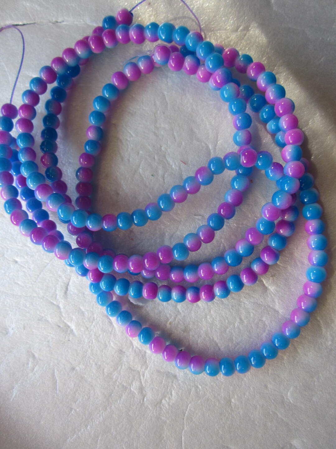 Fuschia and Blue Round Glass Beads 5mm 30 Beads - Etsy