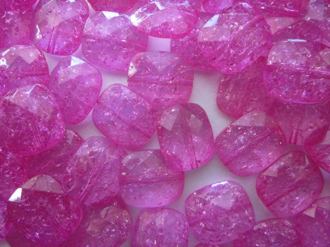 Fuschia Crackle Rectangle Acrylic Beads 20mm 20 Beads - Etsy