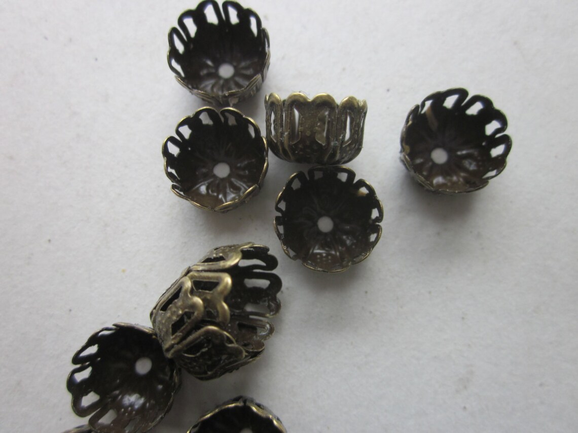 Iron Antique Bronze Bead Caps 9mm 20 Beads Caps - Etsy