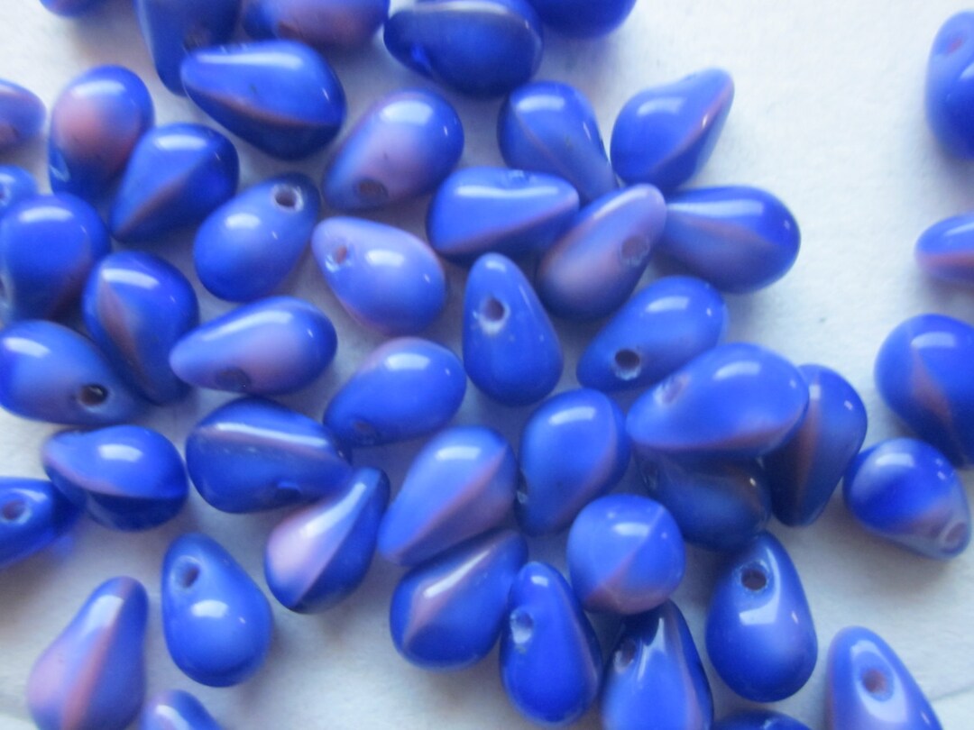 Blue and Pink Drop Teardrop Glass Beads 7x5mm 8 Beads - Etsy