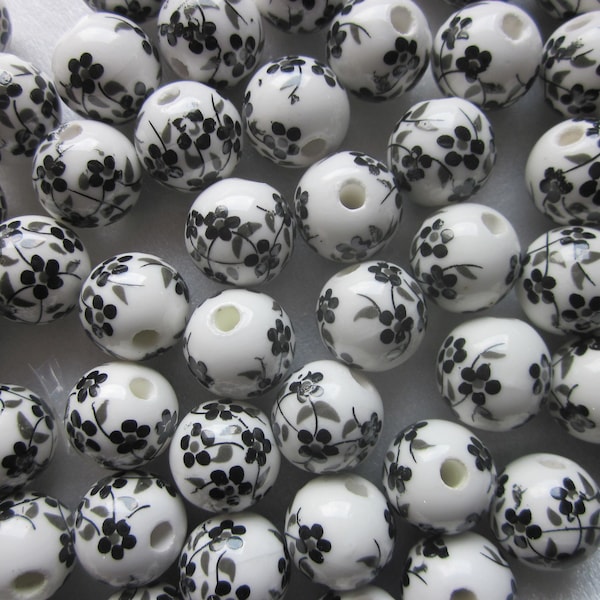 12mm Black and White Beads - Etsy