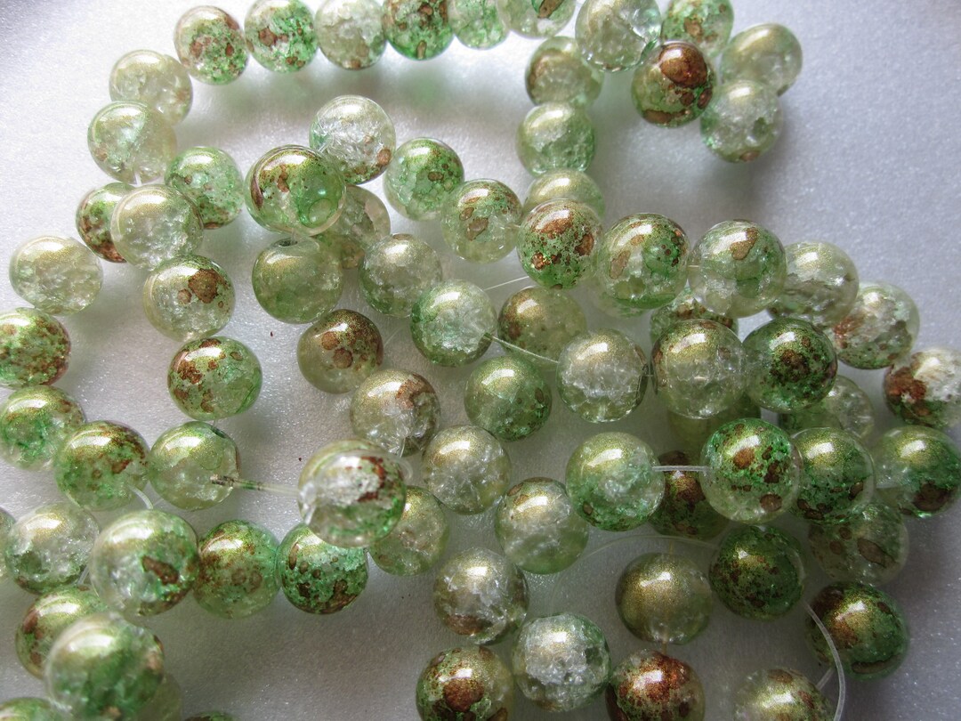 Green Gold Round Glass Beads 10mm 20 Beads - Etsy