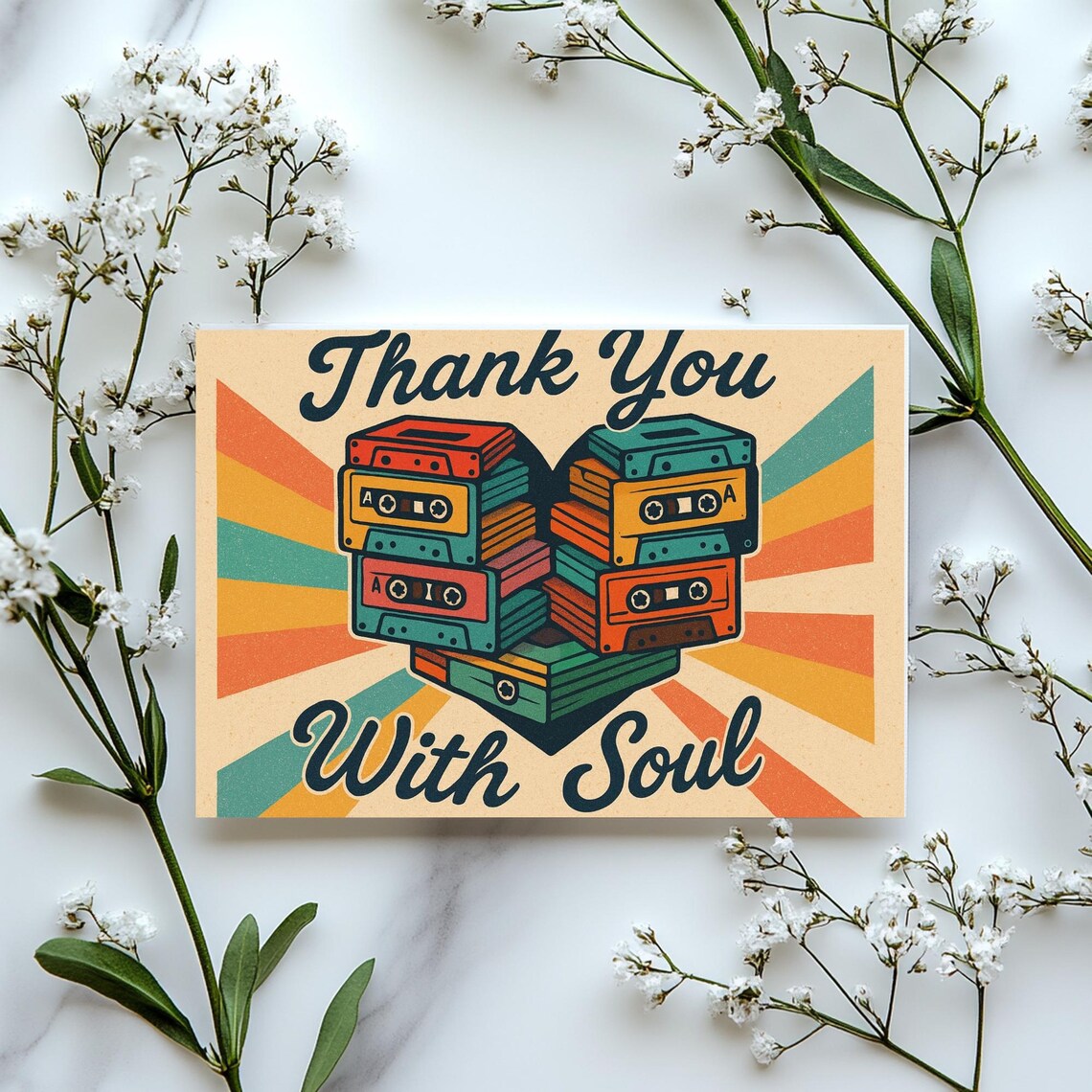 Retro Cassette Thank You Card Printable, 80s Music Digital Download ...