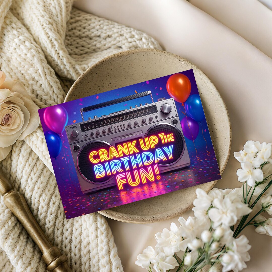 Retro Boombox Birthday Card: Funky Disco Music (digital Download) - Etsy